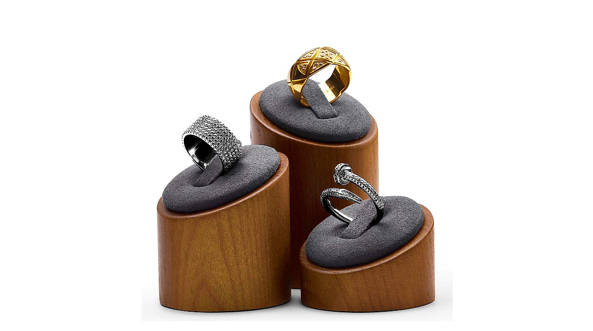 Oirlv Solid Wood Ring Display Stand | Jewelry Showcase