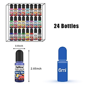 Epoxy Resin Pigment - 24 Colors Liquid Translucent Epoxy Resin Colorant, Highly Concentrated Epoxy Resin Dye for DIY Jewelry Making, Paint, Craft - 6ml Each, with 6 Colors Resin Glitter