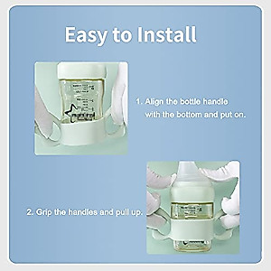 FAREVER Baby Bottle Handles, Silicone Wide-Neck Baby Bottle Handle, Outer Diameter Over 6cm for Bottle Pink/White/Green/Grey (4 Pack)