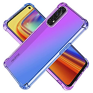 KOARWVC Case for Realme 7 4G/Realme Narzo 20 Pro Case, Crystal Clear Case Gradient Slim Anti Scratch TPU Shockproof Protective Phone Cases Cover for Realme 7 4G (Purple/Blue)