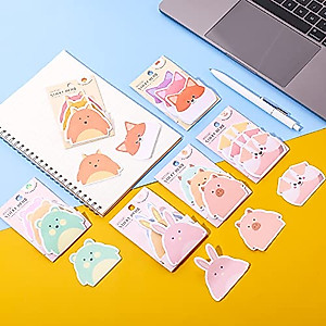 Molain Cute Sticky Notes, 6 Pack Cartoon Self-Stick Notes Cute Animal Memo Pads Cute Post it Notes Students Home Office Gifts Tab Supplies 270 Sheets