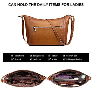 S-ZONE Genuine Leather Women Shoulder Hobo Purses and Handbag Medium Crossbody Bags