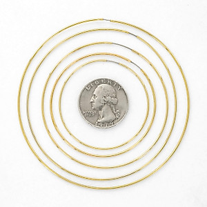 Columbus 14K Gold Plated Thin Endless Hoop Earrings - Lightweight Wire Hoops (Gold, 60)