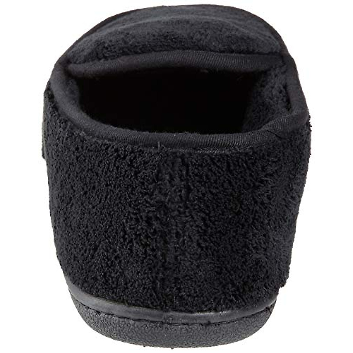 isotoner Men's Microterry Memory Foam Indoor/Outdoor Slip-On Slippers, Black, 11-12