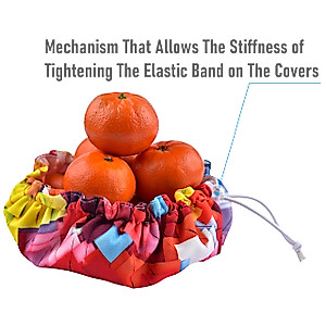 Handmade Reusable Cotton Fabric Bowl Covers - Two Layers of Fabric (Set of 3, Yellow plaid)