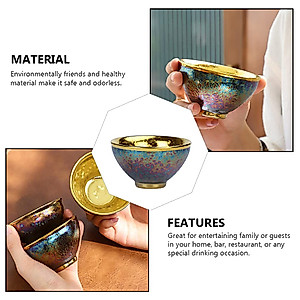 Happyyami Tea Drinking Cups Chinese Ceramic Teacup Peacock Pattern Gongfu Tea Cup Porcelain Glazing Asian Cup Tea Coffee Japanese Matcha Bowl for Tea Lover Gift Chinese Tea Cups