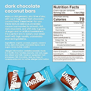 Unreal, Coconut Bars Dark Chocolate, 4.2 Ounce