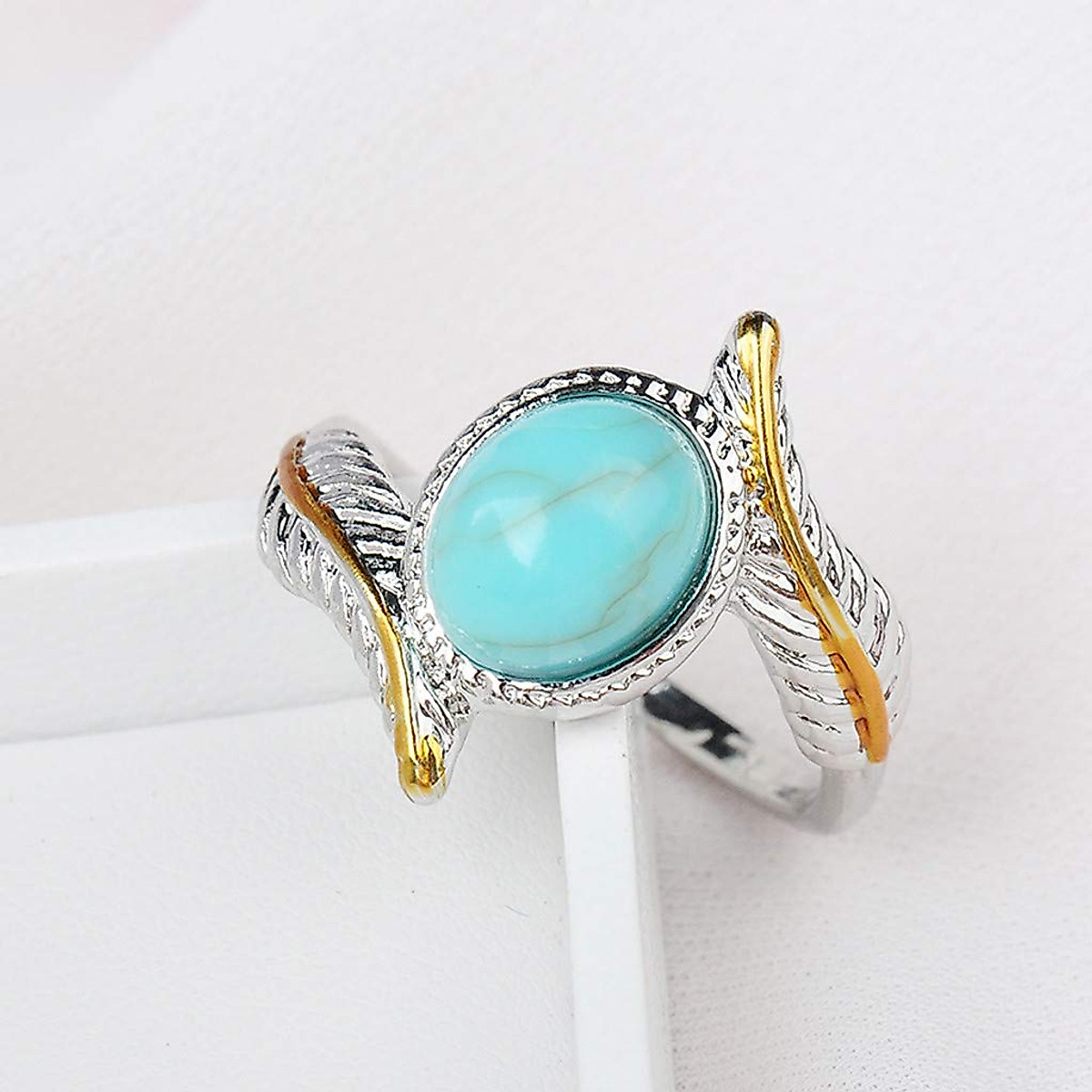 Rings for Women Luxury Creative Turquoise Feather Enamel Ring Women's Jewelrya Good Gift for a Girlfriend, Boyfriend, Family