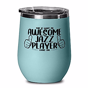 Jazz Coffee Wine Glass, Teal Wine Tumbler, Jazz Coffee Stainless Steel Insulated Lid Wine Glass Mug Cup Present Idea