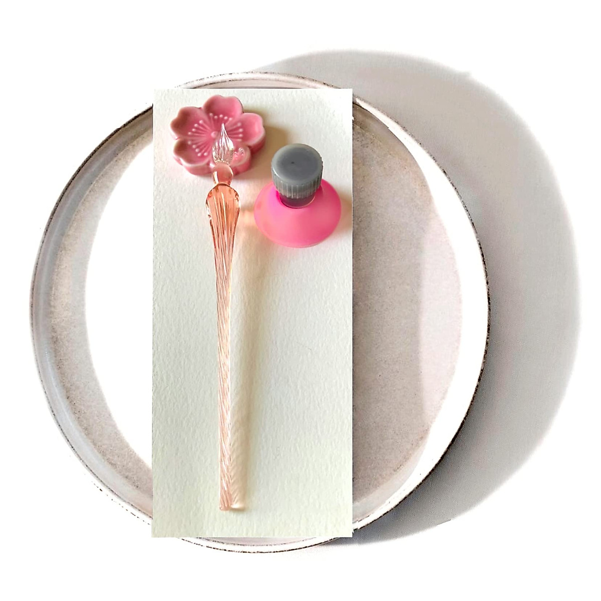 3 Dinky Dip Ink Bottles with Empty Ink jar Holder - Calligraphy Ink Wells with lids for Oblique Calligraphy Pen, Fountain Pen, Glass dip Pen, and dip Pen Holder