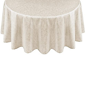 Newbridge Taupe Napa Leaf Solid Color Vinyl Flannel Backed Tablecloth, Hotel Quality Indoor/Outdoor Patio, Kitchen, BBQ, Dining Room Vinyl Tablecloth, 60” x 84” Oval