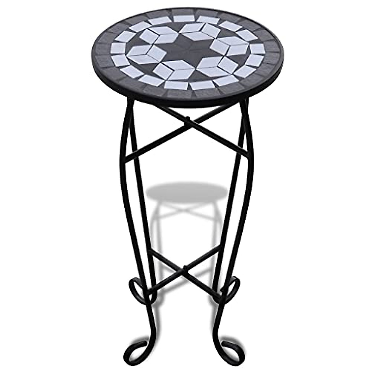 Aisifx Mosaic Side Table Plant Table Black White