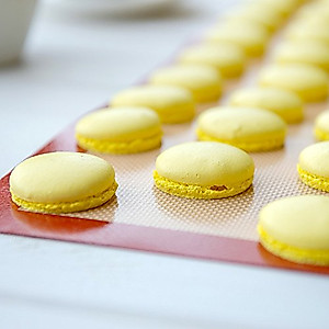 Restaurantware Full Size Silicone Baking Mat 1 Heat-Resistant Cooking Mat - Reusable Ultra-Durable Tan And Red Silicone Nonstick Mat For Pans And Rolling 23.6 x 15.75 Inch