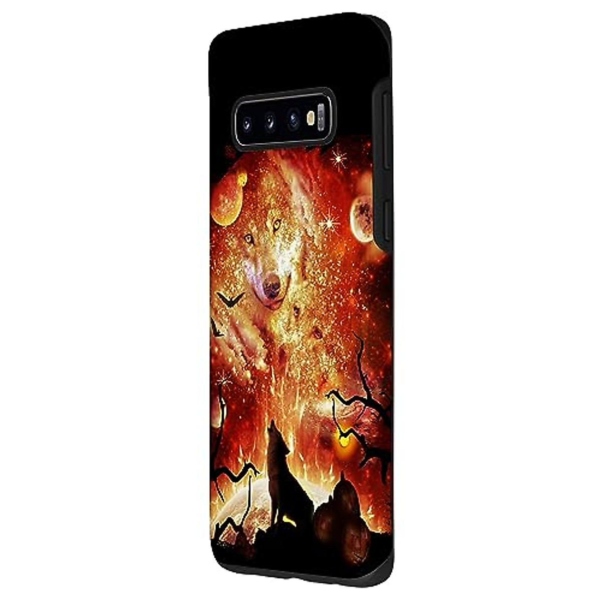 Galaxy S10 Halloween Wolf, Howling Wolves Family, Space Moon Case