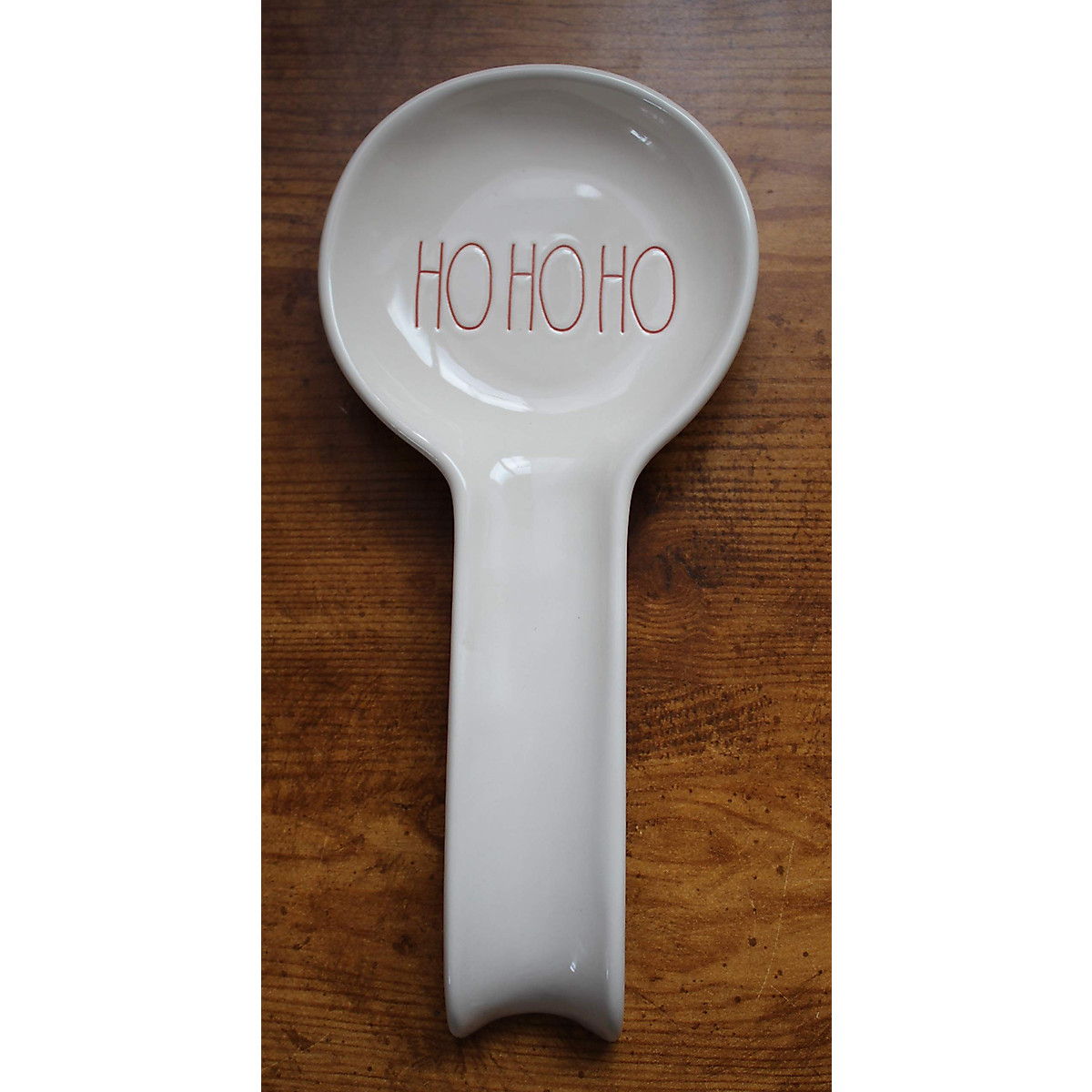 Rae Dunn HO HO HO in Christmas Red Large Letters LL 10 inch Spoon Rest. By Magenta.