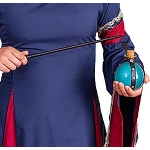 Skeleteen Dark Magic Potion Bottle - Black Wizard Potions Glass Holder with Cork Stopper and Faux Leather Harness with Holster Loop