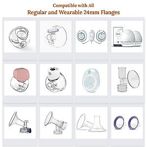 Flange Inserts for Breast Pumps; Convert 24mm Flange to 17mm; Medela, Spectra, Elvie Stride, Willow Go, Momcozy, Mom Cozy, Ainsir, Iapoy, Hygeia, Mommed, Motif, Tsrete, Ikare, Zomee (2pcs, 17mm)