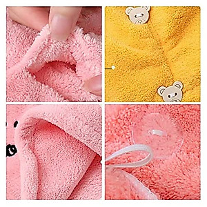 Rapid Drying Towel for Women, Coral Fleece Women Hair Towel Set, Soft Dry Hair Towel with Embroidery, Super Absorbent Hair Wrap Turban Microfiber Hair Towel Wrap for Children and Women (Pink)