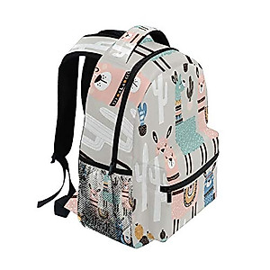 Colorful Cactus Llama Backpack Bookbag for Boys Girls,Elementary School Backpack,14 inch Computer Laptop Backpack,Durable and Water Resistant Casual Rucksack School Backpack