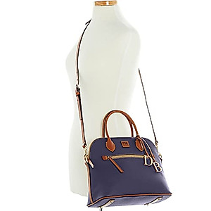 Dooney & Bourke Satchel Bags for Women, Pebble Grain Leather Domed Satchel Handbag with Optional Crossbody Bag Strap - Blue
