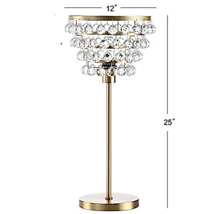 JONATHAN Y JYL9004B Buckingham 25" Crystal/Metal Table Lamp Modern Contemporary Bedside Desk Nightstand Lamp for Bedroom Living Room Office College Bookcase, Brass Gold