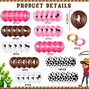 50 Pcs Cowgirl Balloons 12 Inch Western Cowgirl Cowboy Theme Party Decorations Bachelorette Birthday Cow Print Latex Balloons Pink Brown Balloons for Cowgirl Bachelorette Party Supplies
