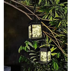 Solar Lantern Outdoor , Hanging Solar Light with 30 LED Fairy String Lights and Handle, Waterproof Decorative Landscape Lamp for Table Garden Patio Yard Walkway Party Christmas Decoration