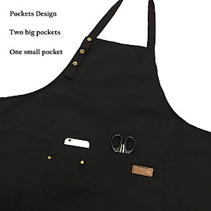 Shmimy Personalized Custom Apron For Men Women Kitchen Cooking Canvas Aprons Customized with Pockets Name Text Logo Picture (1 Pack)