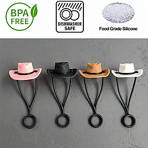 4 Pack Silicone Cowboy Hat Straw Covers Cap Compatible with Stanley Cup 30 40 oz, Cute Funny Tumbler Straw Topper Accessories for Man & Woman Gift