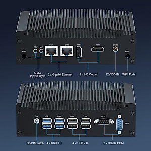 WEIDIAN Mini Fanless Industrial PC 16GB RAM 512GB SSD In-tel Core i5 Windows 11 Pro Mini Desktop Computer with HD Graphics 620 2Gigabit Ethernet 2COM 2HD 8USB Linux Business Office Micro PC VESA Mount