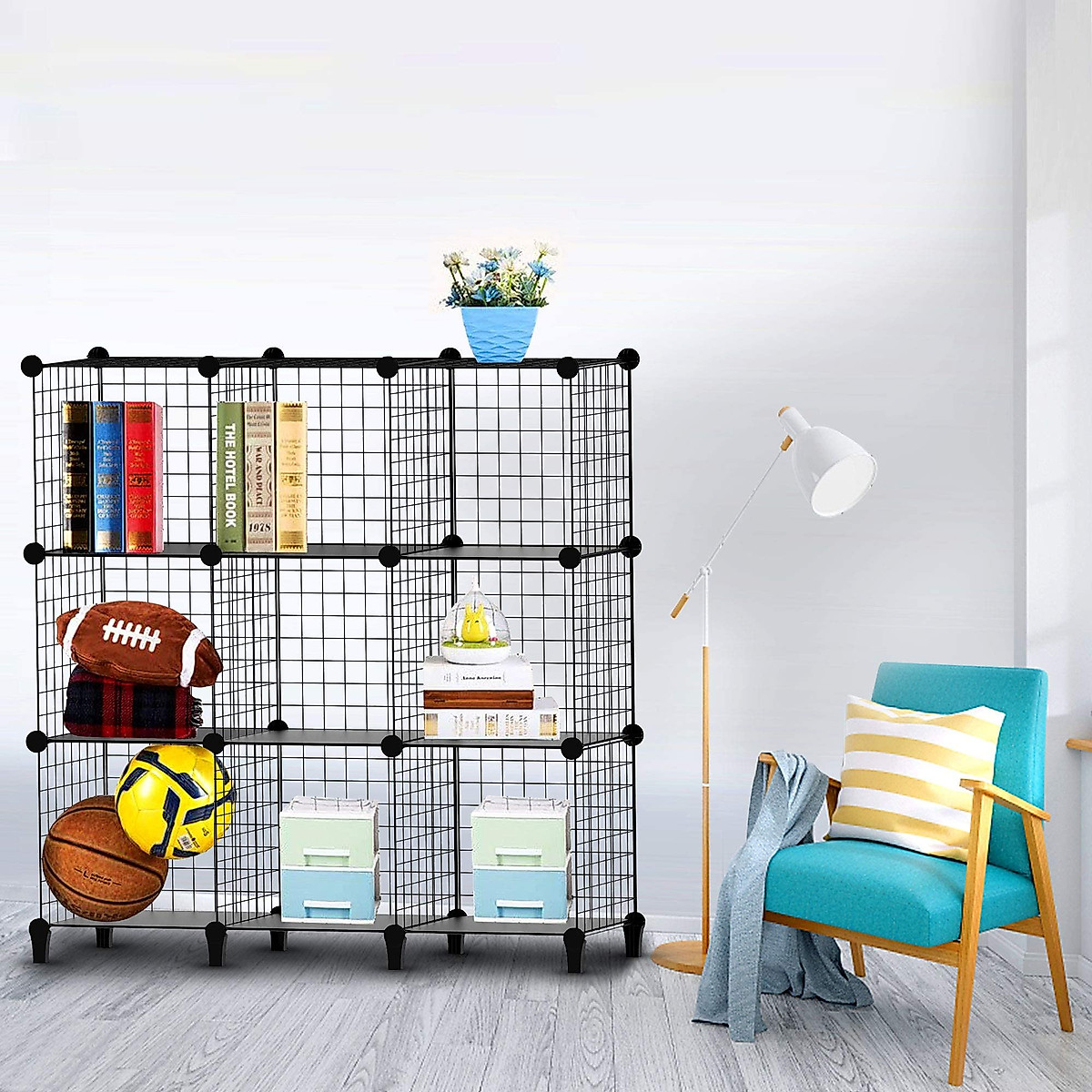 HOMIDEC Cube Storage, Storage Shelves 9 Cube Bookshelf Bookcase Closet Organizer and Storage Wire Storage Cube Multi-Use DIY Storage Cube Shelf for Books, Toys, Clothes, Tools