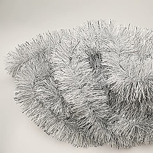 Lukigif 25 Feet Christmas Tree Twist Garland Sparkly Thick Metallic Tinsel Foil Wreath Hanging Decor for Parade Floats Christmas Eve Xmas Tree New Year Wedding Birthday Party, 4" x 25', Silver White