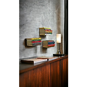 Geniori Invisible Floating Bookshelves Hidden Shelf, 40 lbs Heavy Duty, Book Organizers, Multipurpose Stainless Steel Wall Mounted Shelves Office Living room Bedroom Kitchen Bathroom Modern Home Decor