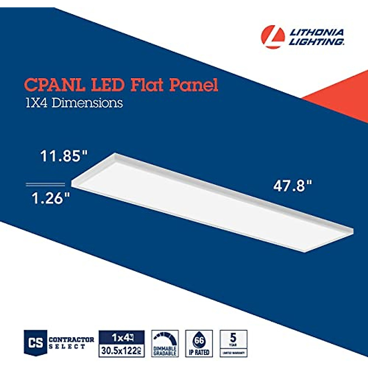 Lithonia Lighting CPANL 1X4 40LM SWW7 120 TD DCMK 1 Ft. x 4 Ft. LL CPANL LED Flat Panel with 4000 Lumens and 3500 to 5000K Switchable CCT with Direct Ceiling Mount Bracket
