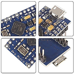 6pcs Pro Micro for Atmega32U4 5V 16MHz Bootloadered IDE Micro USB Pro Micro Development Board Microcontroller Compatible for Pro Micro Serial Connection with arduino Pin Header (Micro USB)
