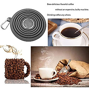 Collapsible Coffee Dripper Pour Over Coffee Filter, Silicone Reusable Coffee Maker,Paperless Coffee Brew Maker,Dishwasher Safe,Carabineer for Hiking, Backpacking,Camping,Home,Office(Grey)