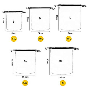 LIXADA Waterproof Dry Bags, 5 Pack Ultimate Dry Sack - 1.5L+2.5L+3.5L+4.5L+6L Lightweight, Roll Top Outdoor Dry Sacks for Kayaking Camping Hiking Traveling Boating Water Sports