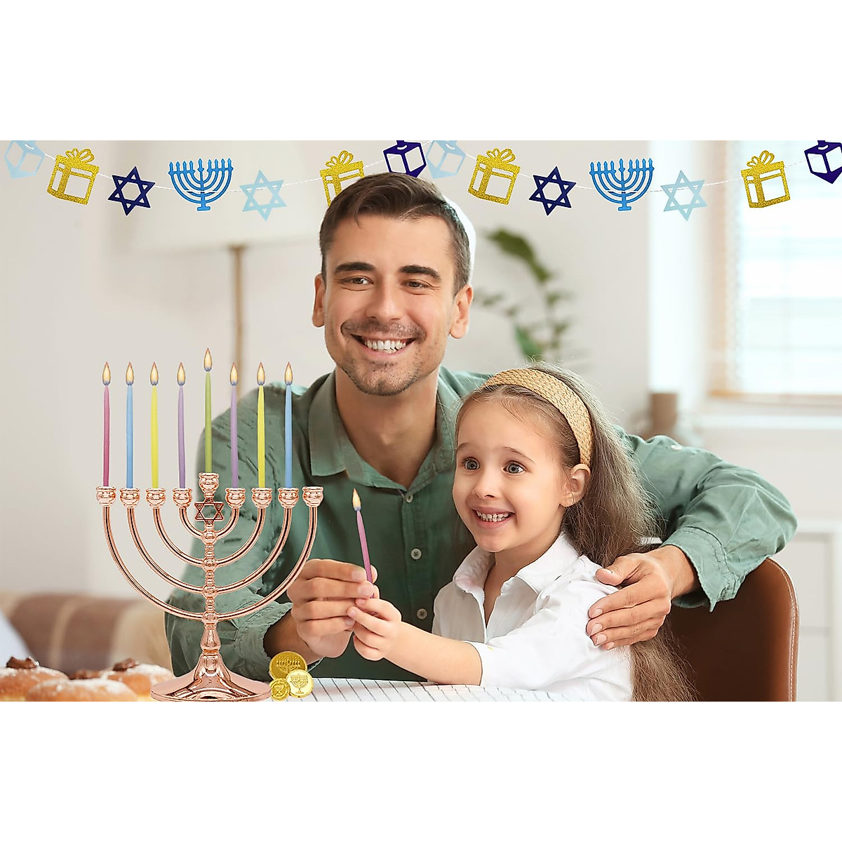 Hanukkah Candles Multicolor Pastel Deluxe Tapered Hanukkah Menorah Candles for All 8 Nights of Chanukah (Single)