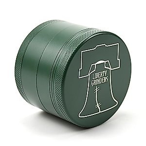 Liberty Grinders Herb Grinder - Spice, Ceramic Coated, Hard Case, 2.5 inch, 4 Piece, Accessories, Green