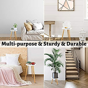 Uneedem Indoor Plant Stand Wood Mid Century Plant Stand for Indoor Plants, Modern Plant Table, 8.9" Tall Plant Holder for Flower Pots, Small Round Side Table, End Table