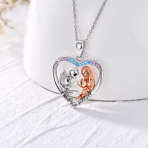ONEFINITY Jack And Sally Necklace Nightmare Sterling Silver Family Heart Pendant Jewelry Before Christmas Birthday Gifts for Women