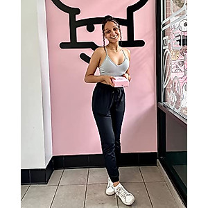 G4Free Joggers Pants for Women Stretch Golf Comfy Travel Pants with 4 Pockets for Casual Lounge Workout (Black,M,28")