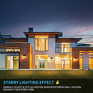 Motion Sensor Outdoor Wall Lights Fixture, Advanced Dusk to Dawn Exterior Lighting, Outside Light for House, Garage, Anti-Rust Waterproof Front Porch Lanterns Fixtures Wall Mount, Seeded Glass, Black