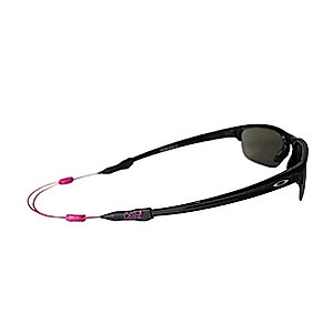Cablz Colorz Zipz Adjustable Eyewear Retainer Strap | Lightweight, Low Profile, Coated Stainless, 14 Inch (Black/Pink)