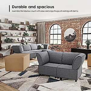 Oversized Sectional Sofa, Modular Sectional Sofa U Shaped Couch Sleeper Sofa,Deep Seat Sofa with Chaise, Modern Linen Fabric Sectional Couches for Living Room,Overstuffed Sofa for Big People Grey