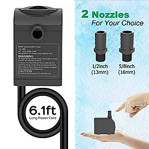 Knifel Submersible Pump 300GPH Ultra Quiet with Dry Burning Protection 6ft High Lift for Fountains, Hydroponics, Ponds, Aquariums & More…………