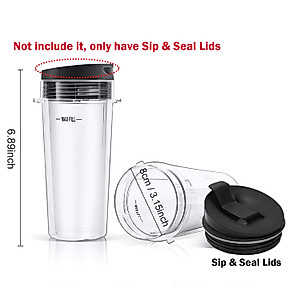 Blender Blade 6 Fins and 16oz Single Serve Cup Set, Replacement Parts Compatible with Ninja BL660 BL770 BL780 BL740 Professional Blenders