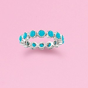 Ross-Simons Turquoise Eternity Band in Sterling Silver. Size 8