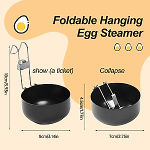 2 Pack Folding Egg Poacher, 2025 New Poached Egg Cooker Nonstick Poached Egg Pan Boiled Eggs Maker Cups, Round Poached Egg Spoon with Oil Brush Convenient Egg Poaching Cooking Tool Kitchen Gadgets (Black*2)