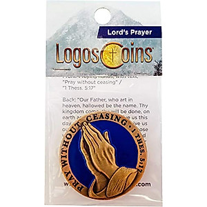 The Lord's Prayer and Pray Without Ceasing, Antique Gold-Color Plated Challenge Coin, Our Father Who Art in Heaven Matthew 6:9-13 Gift